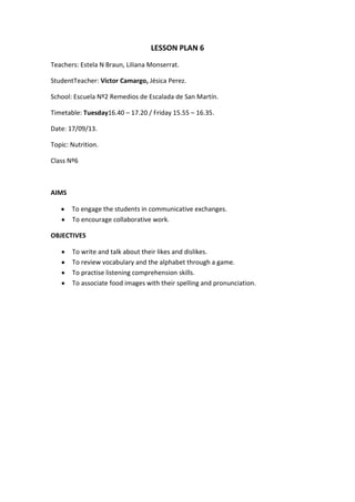 Lesson Plan 6 | DOCX | Food & Drink