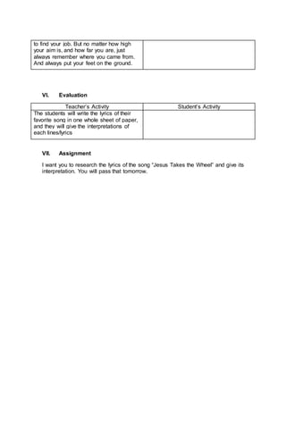 Lesson Plan for Lyric Poetry | DOCX