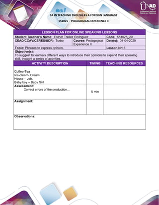 Lesson plan_phrases to express opinion. | PDF