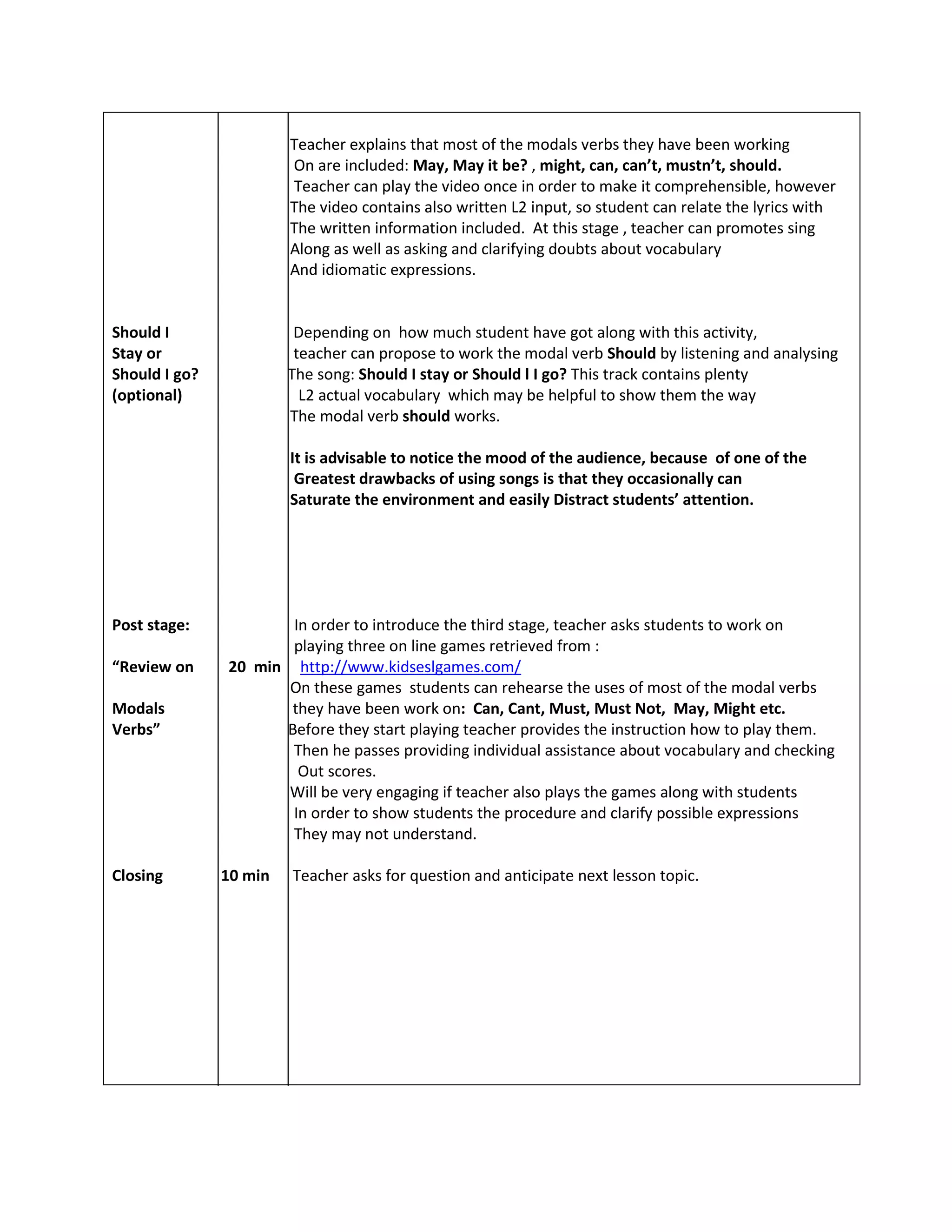 Lesson plan 6 modal verbs 2: 1ero medio | DOCX | Education