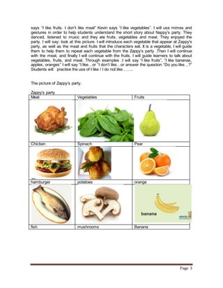 Lesson plan 6 primaria, | DOCX | Vegetarian Diets | Food & Drink