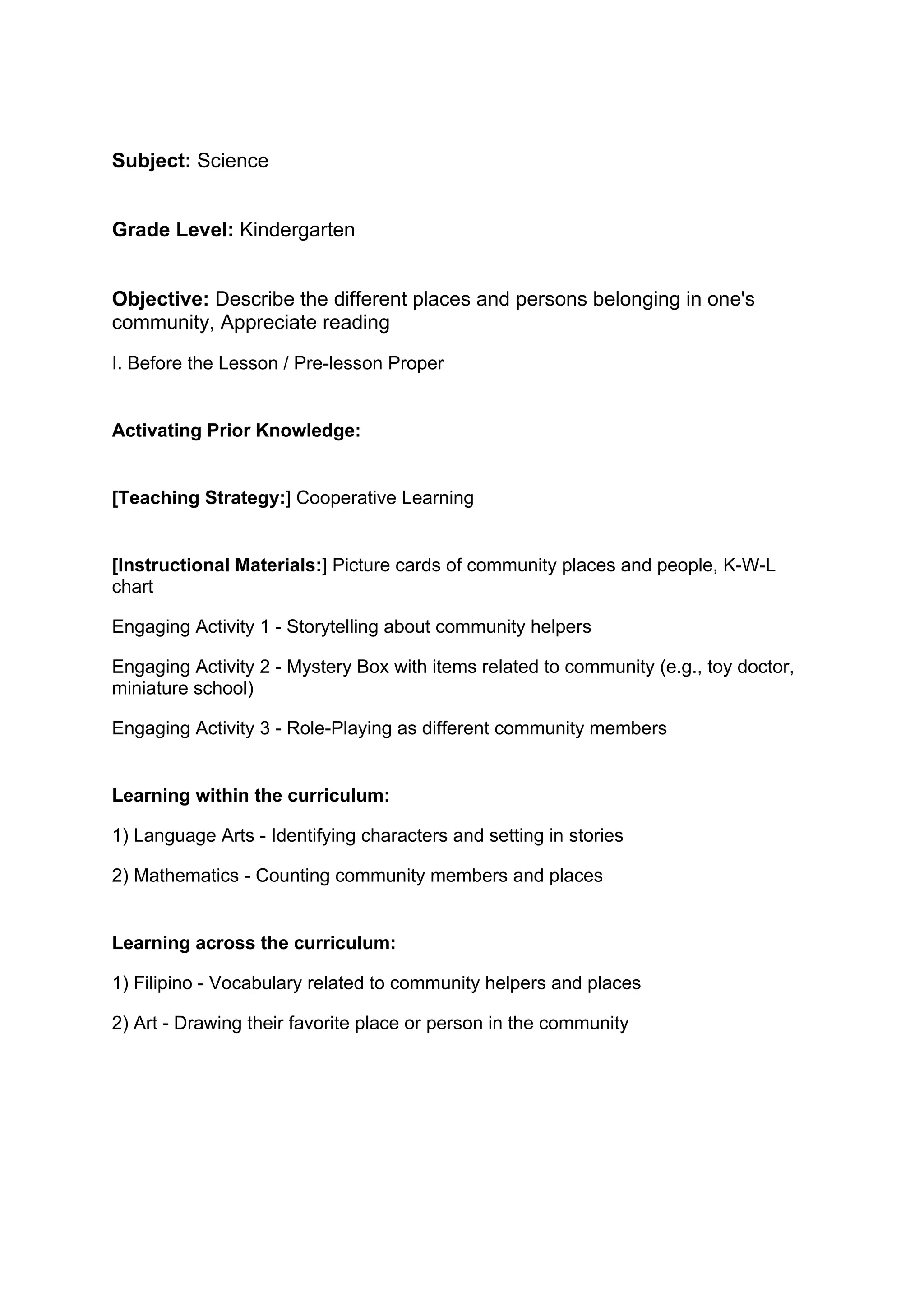 LESSON PLANNING WITH THE INTEGRATION OF LANGUAGE | PDF