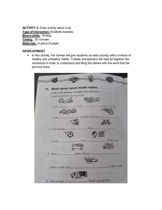 Lesson plan 8 clil project | DOCX | Children\'s Health | Healthy Living