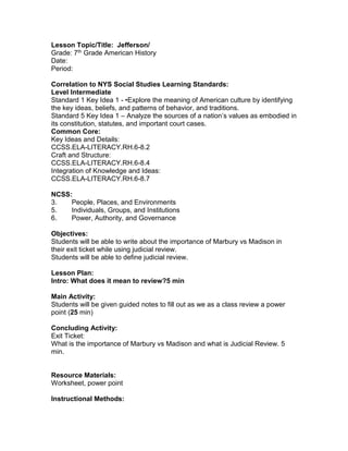 Lesson plan 8 jefferson and marshall | DOCX
