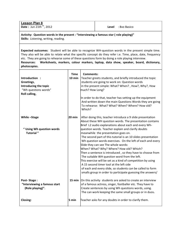 Lesson Plan 8 Octavo Basico Question Words In The Present lesson-plan-8-octavo-basico-question-words-in-the-present