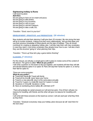 Lesson plan 9 práctica docente II - Santiago Cazenave | DOCX