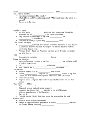 Lesson plan 9 lousiana purchase | DOCX