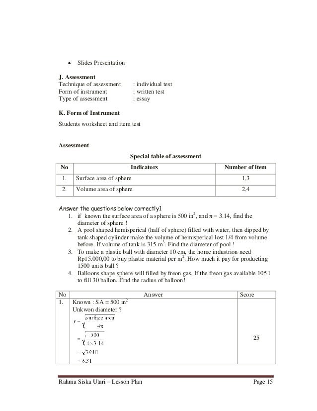 Lesson Plan 9th Grade Junior High School