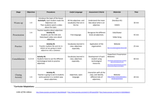 Lesson plan adjectives charlie and eulleny | PDF