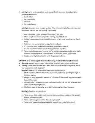 Lesson plan advanced conversation 3 | PDF