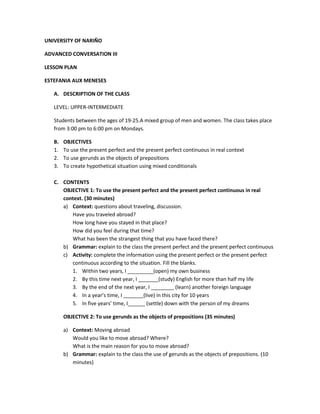 Lesson plan advanced conversation 3 | PDF