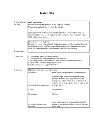 Lesson plan adv class | PDF