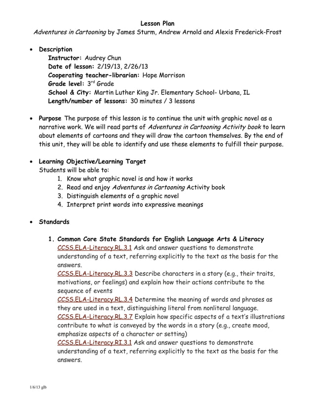 Graphic Novels Lesson 2 | DOC