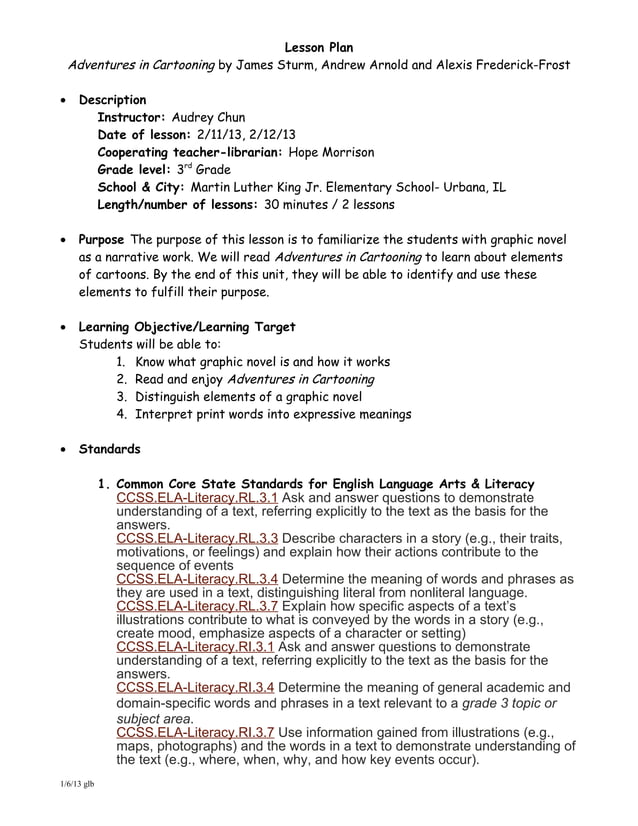 Graphic Novels Lesson 1 | PDF