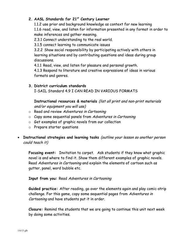 Graphic Novels Lesson 1 | PDF