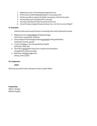 Aldie detailed lesson plans part 1 | DOCX