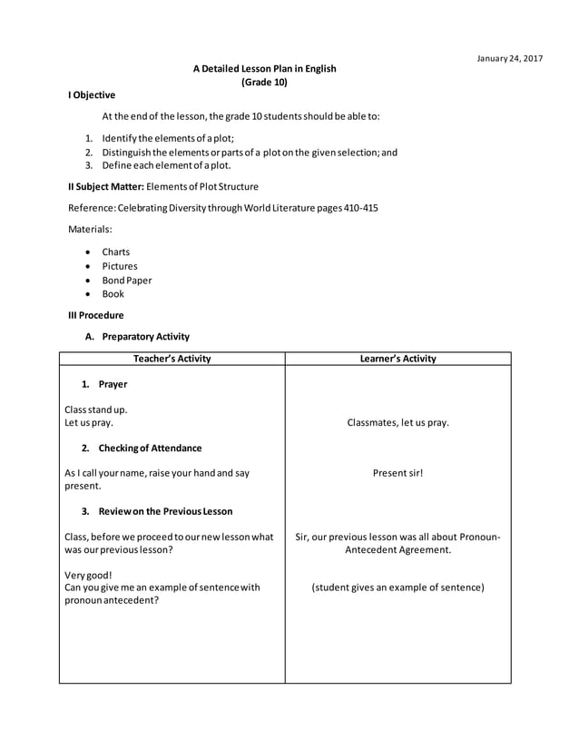 Aldie detailed lesson plans part 2 | DOCX