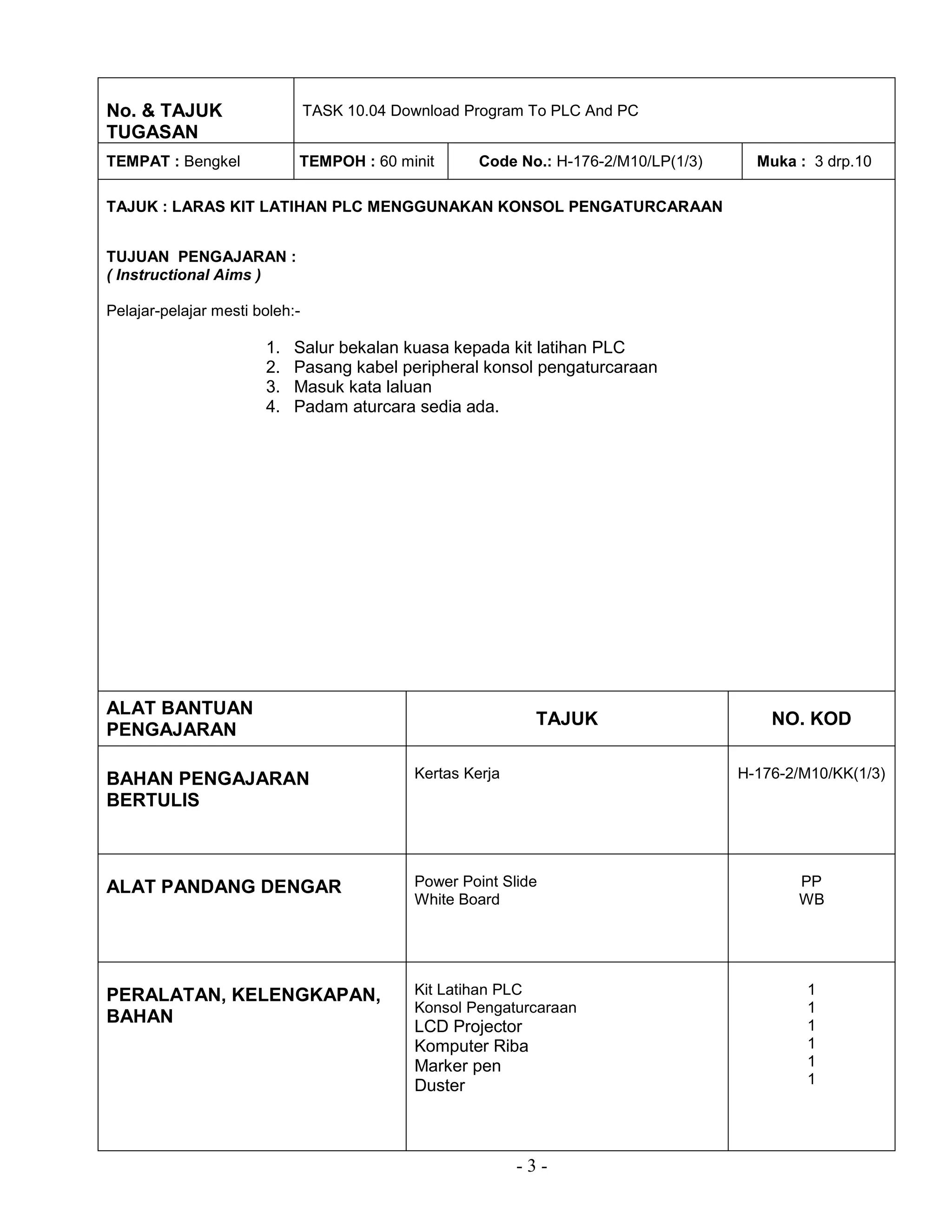 Lesson Plan Amali (PLC) | DOCX