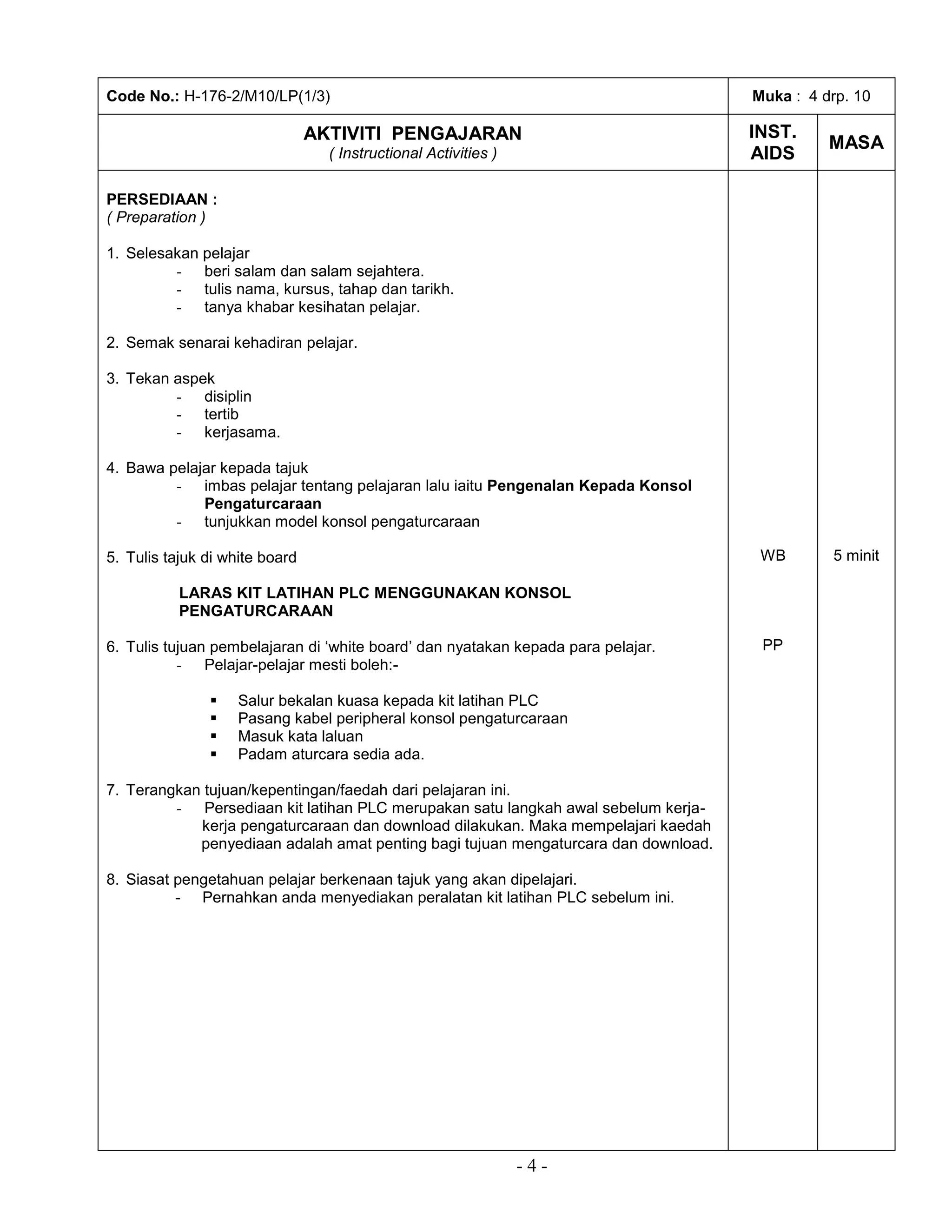 Lesson Plan Amali (PLC) | DOCX