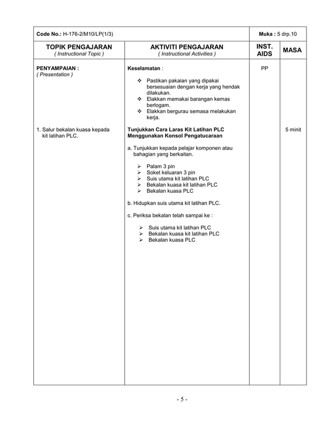 Lesson Plan Amali (PLC) | DOCX
