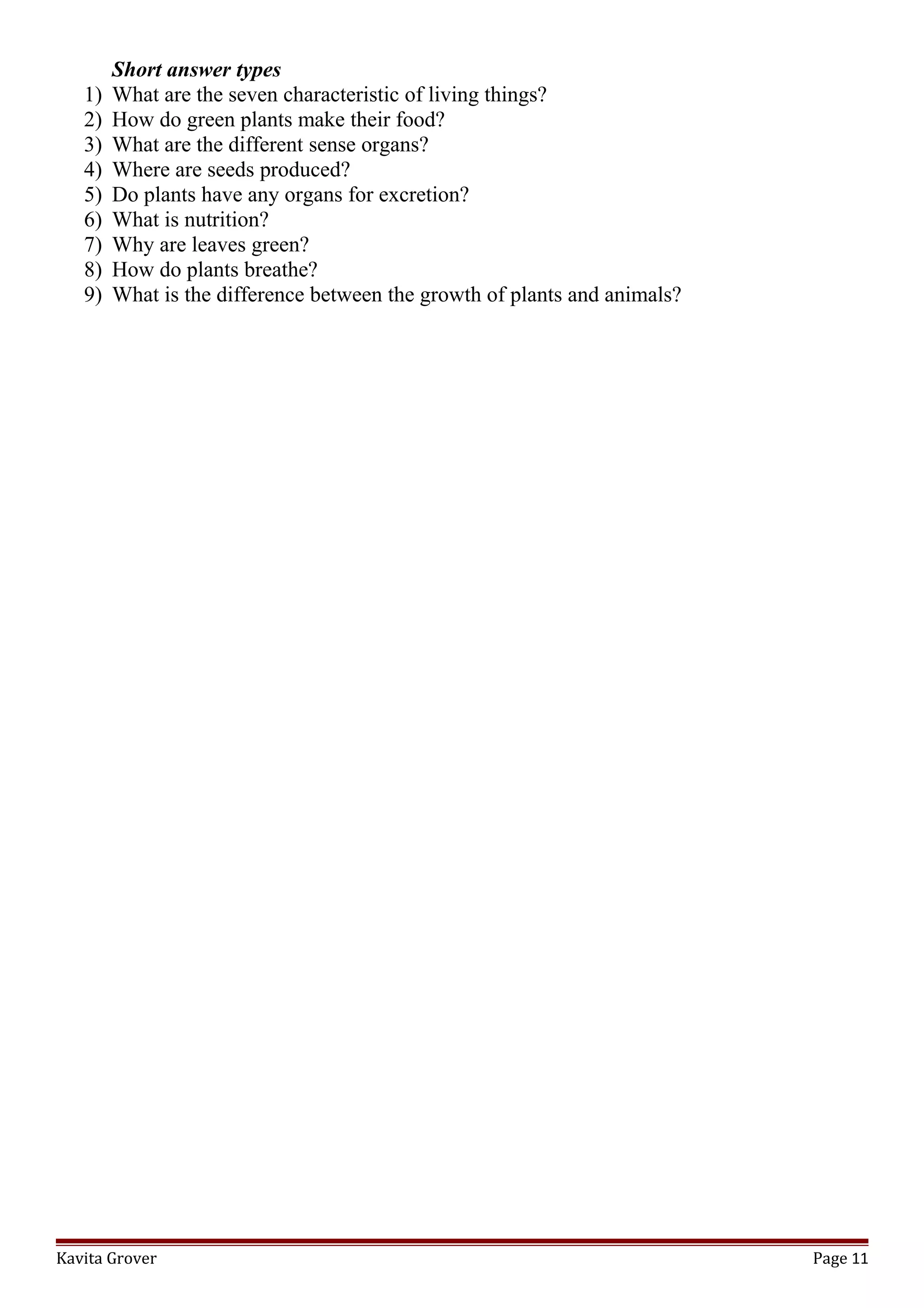 Lesson Plan and Worksheets on Characteristics of Living Lhings | DOC