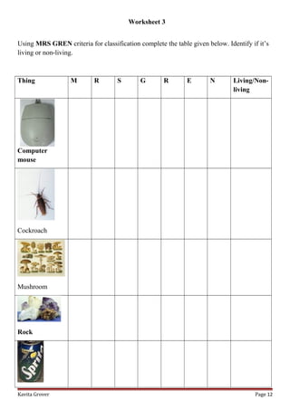 Lesson Plan and Worksheets on Characteristics of Living Lhings | DOC