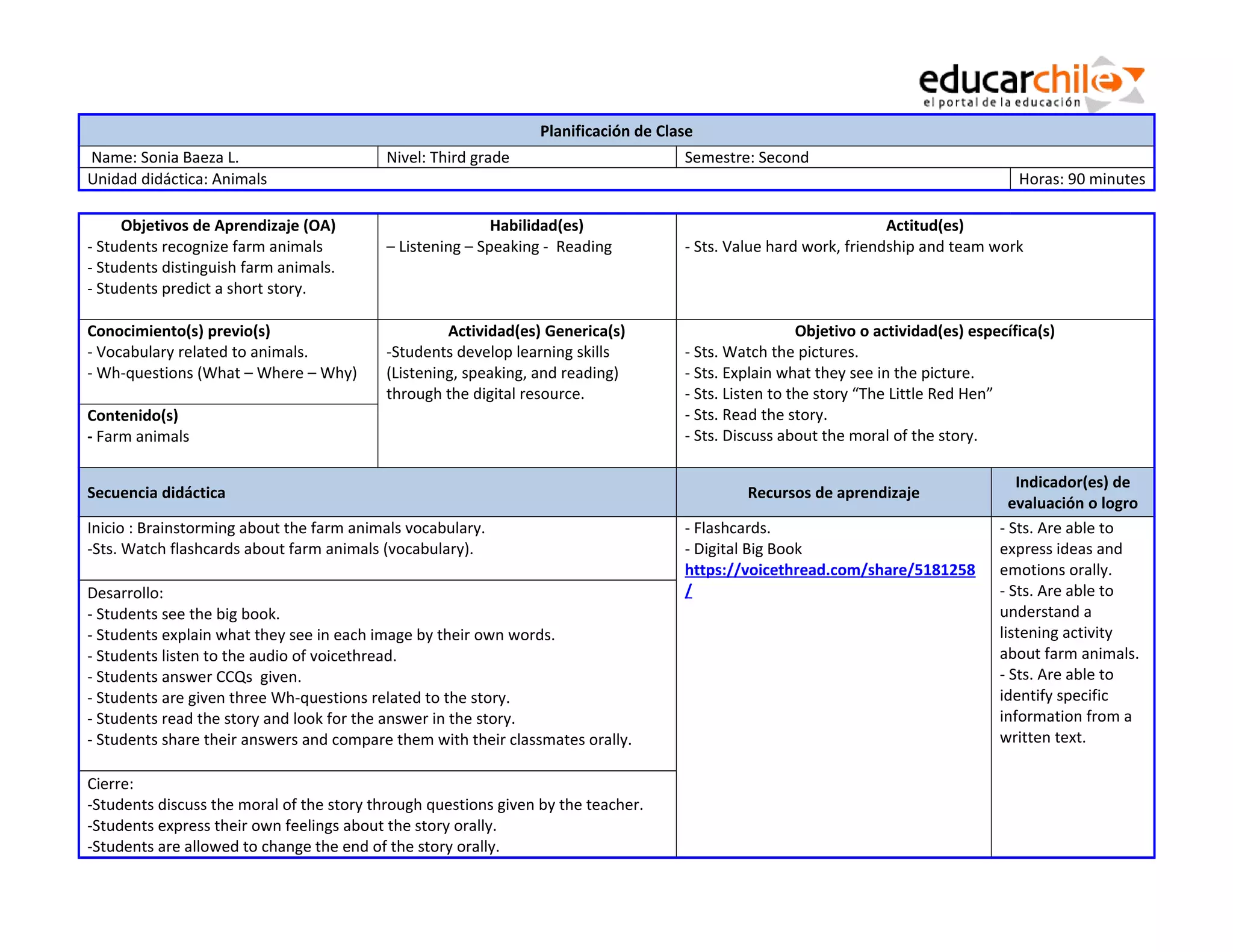Lesson plan animals final | DOC