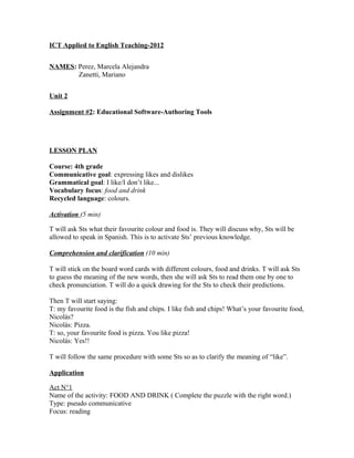 Lesson plan assignment 2 informatica 2012 | PDF