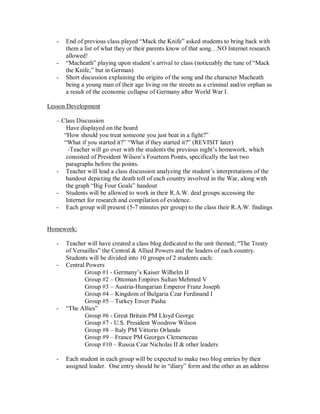 Lesson Plan B Treaty Of Versailles | PDF