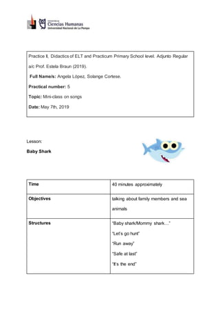 Lesson plan Baby Shark | DOCX