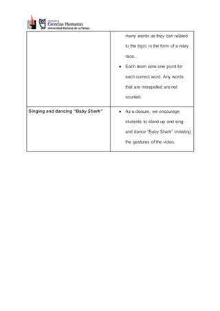 Lesson plan Baby Shark | DOCX
