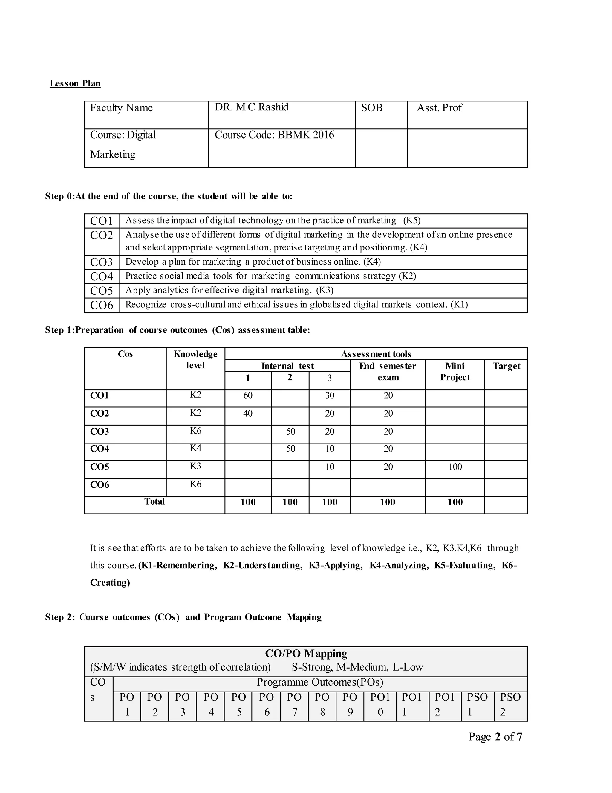 Lesson plan bbmk 2016 digital marketing | DOCX | Business | Business ...