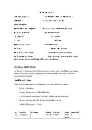 LESSON PLAN(Bed Making) by Dr innocent SIMPANZYE.docx