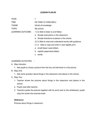 Lesson plan bi | DOC | Educational Assessment | Education