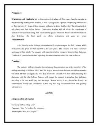 Lesson plan FOR speaking skills | DOCX