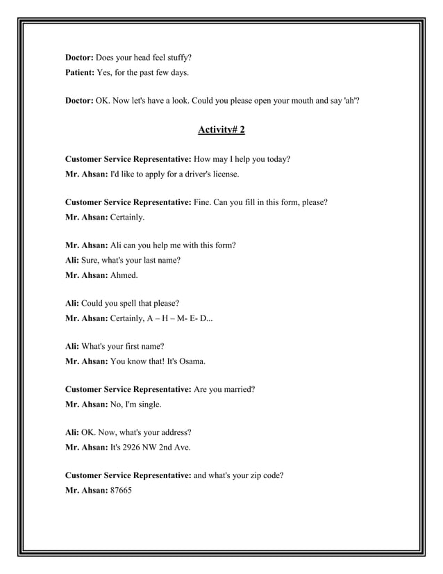 Lesson plan FOR speaking skills