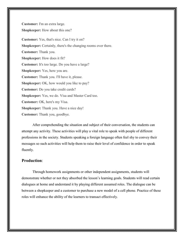 Lesson plan FOR speaking skills