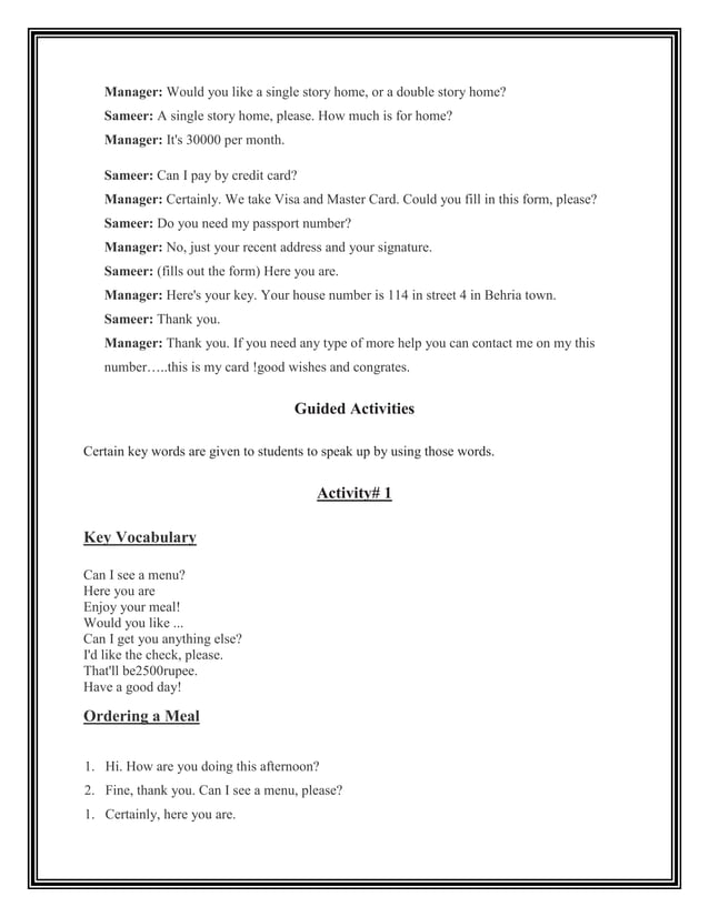 Lesson plan FOR speaking skills