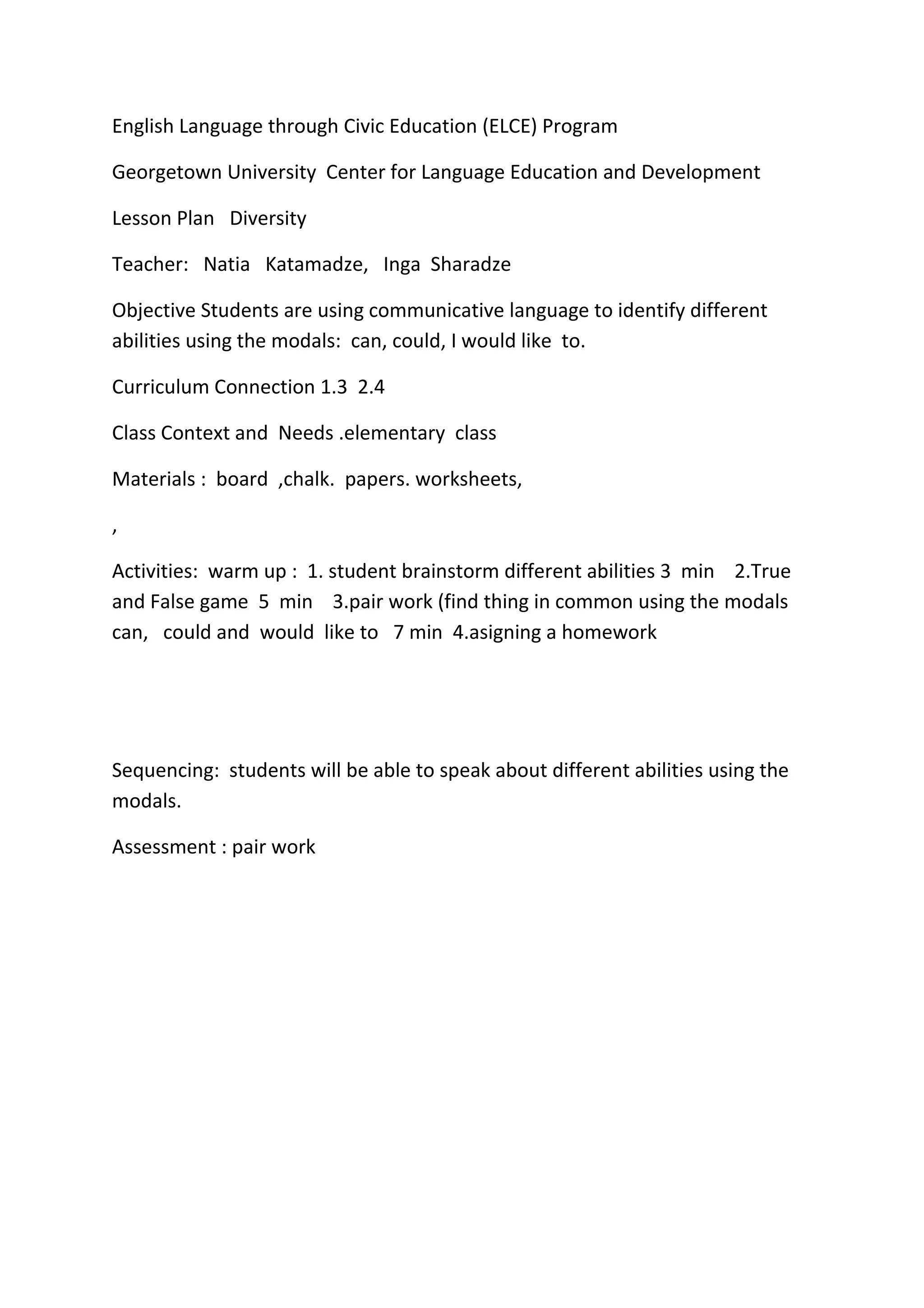 Lesson plan by inga and natia | ODT