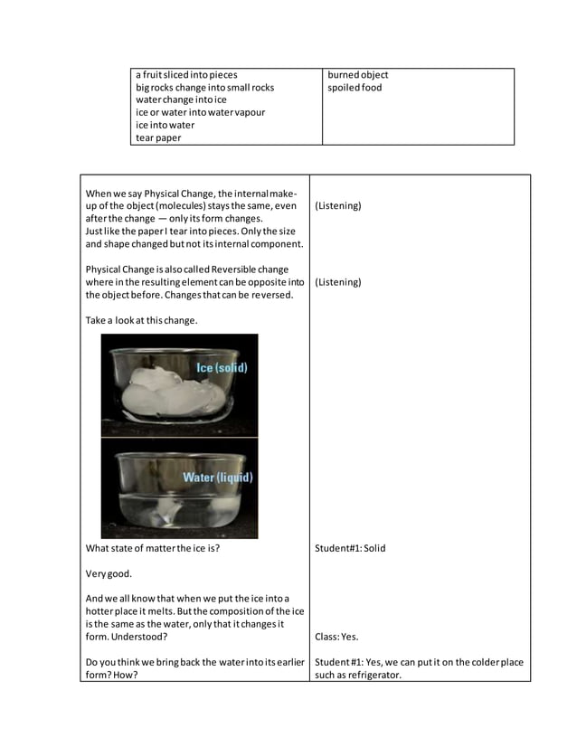 Lesson plan changes in matter | DOCX