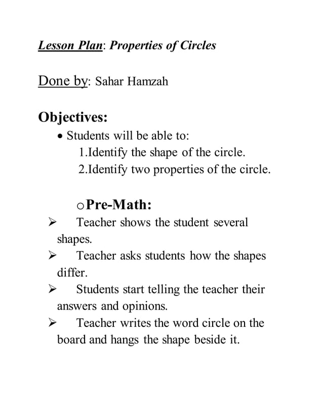 Lesson plan circle | DOCX