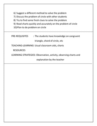 Lesson plan circle new (1) | PDF | Educational Assessment | Education