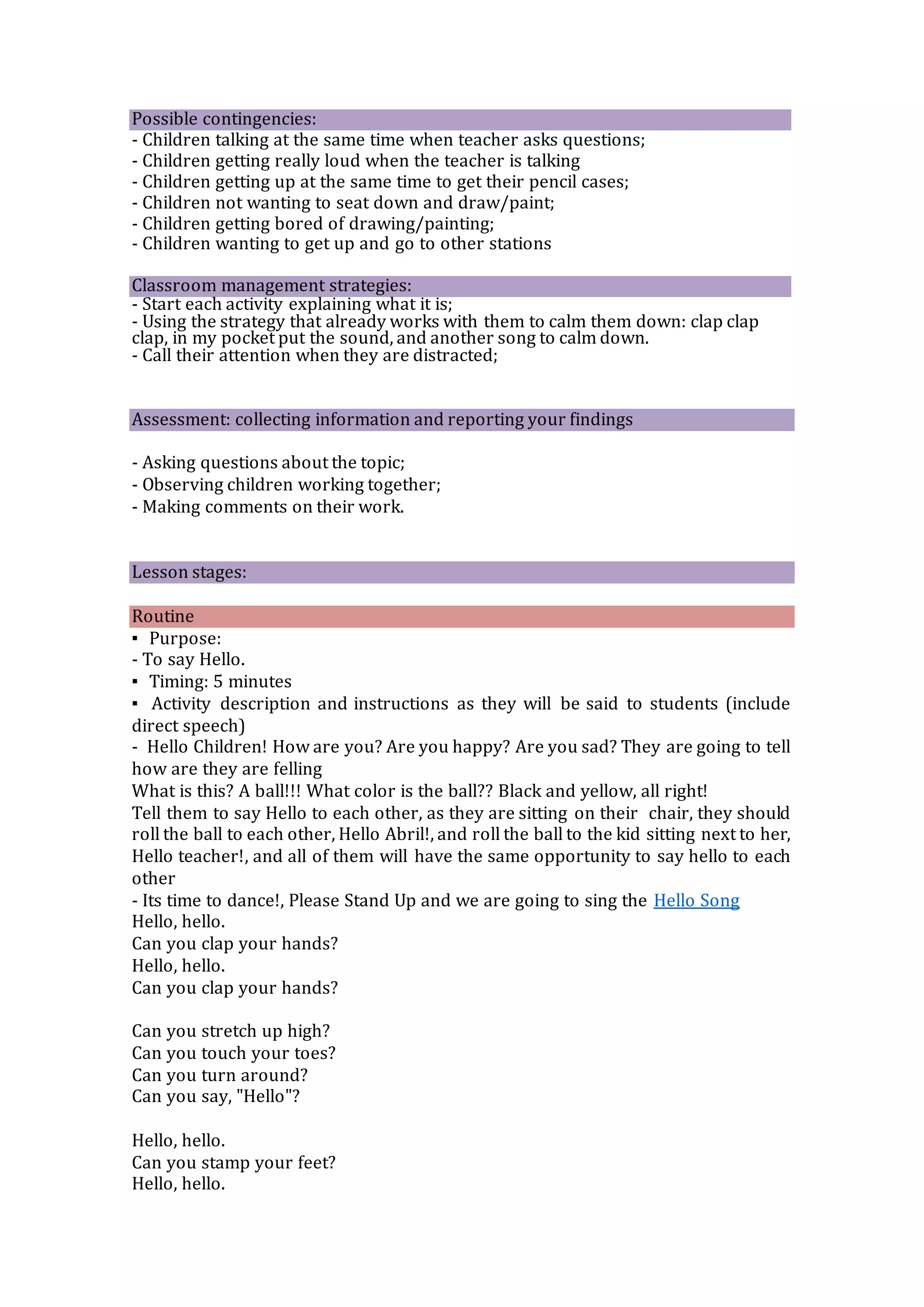 Lesson plan class 4 marina gutierrez p | PDF