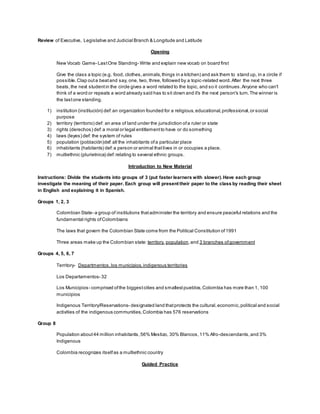 Lesson plan colombia state | DOCX | South America Travel | Travel Locations