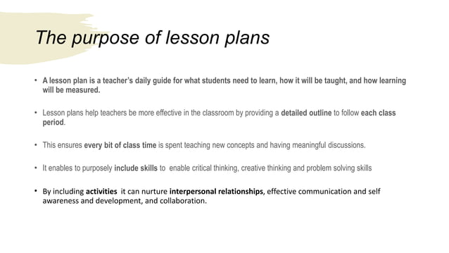 Lesson plan components.pptx | Educational Assessment | Education