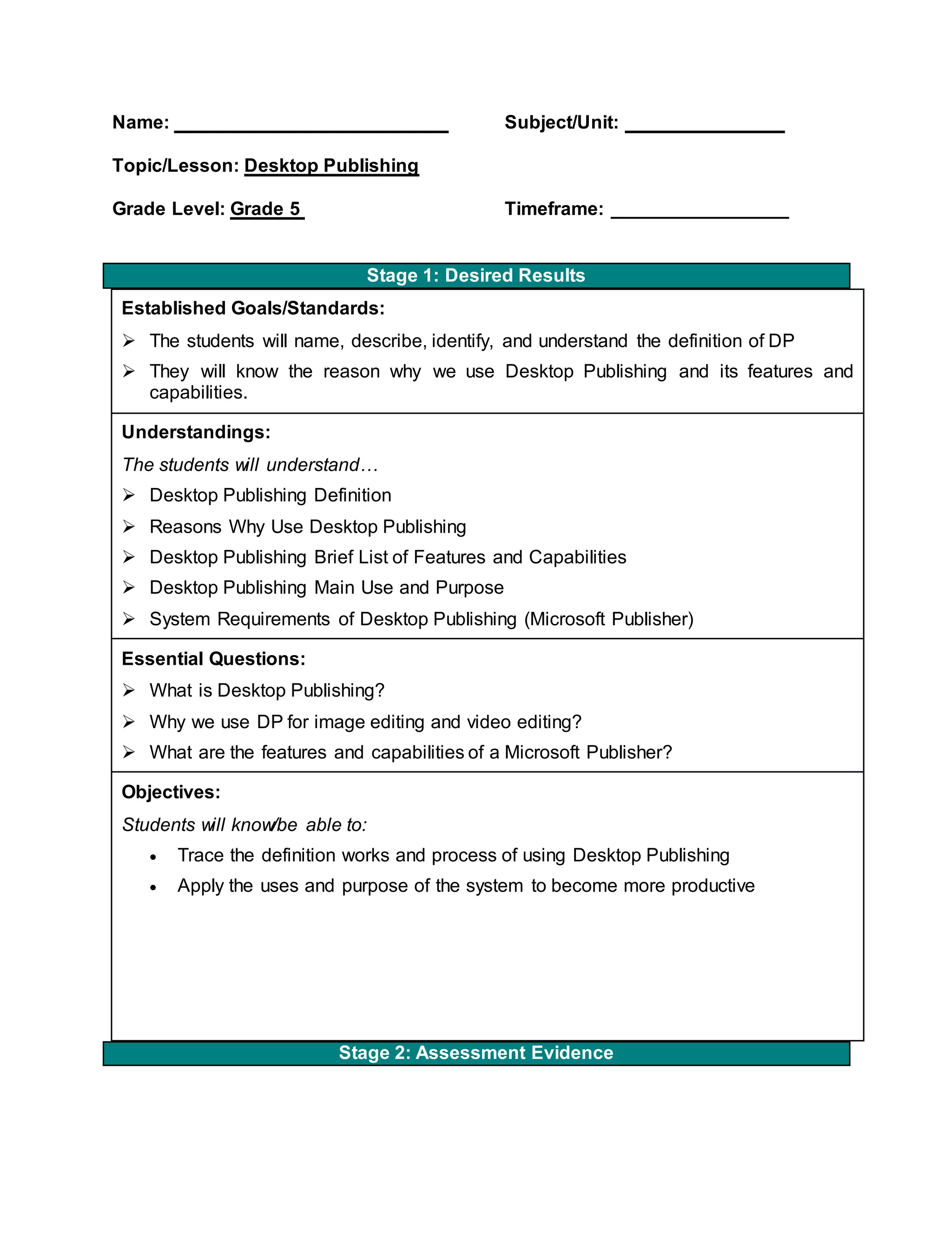 Desktop Publishing | DOCX