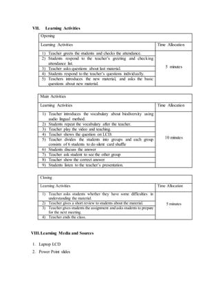Lesson Plan English Language Teaching Accross Curriculum | DOCX