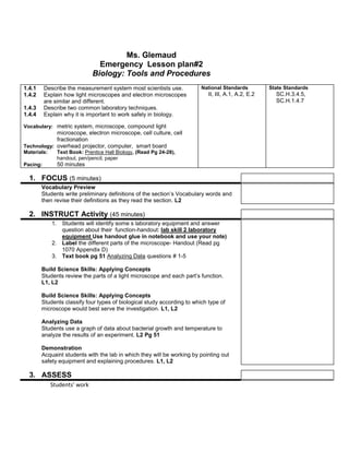 Lesson plan emergency bio | DOCX