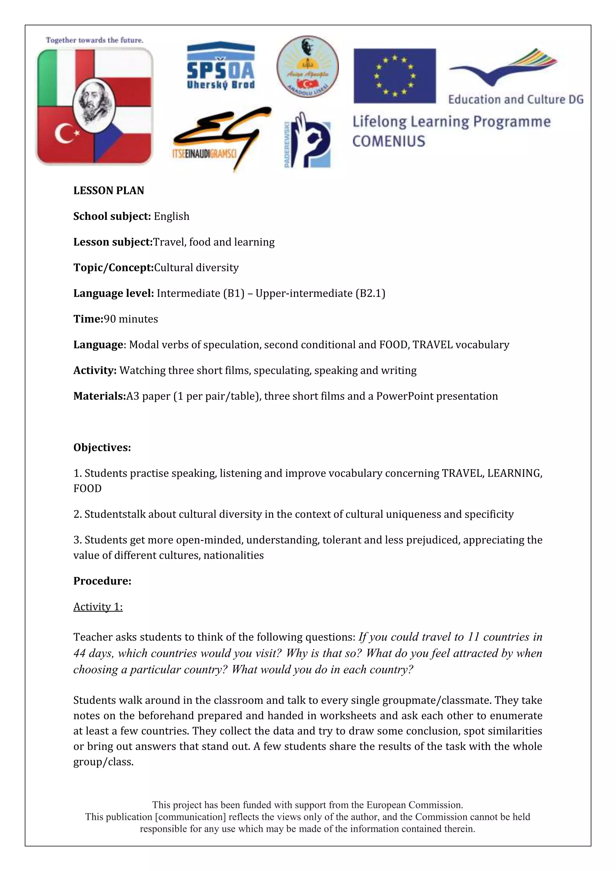 Cultural Diversity English Lesson Plan Poland | DOCX