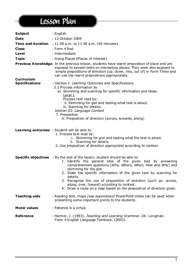 Lesson Plan English Form 1 2018 Madeleine Paterson Gambaran Lesson Plan English Form 1 2018 Madeleine Paterson Gambaran